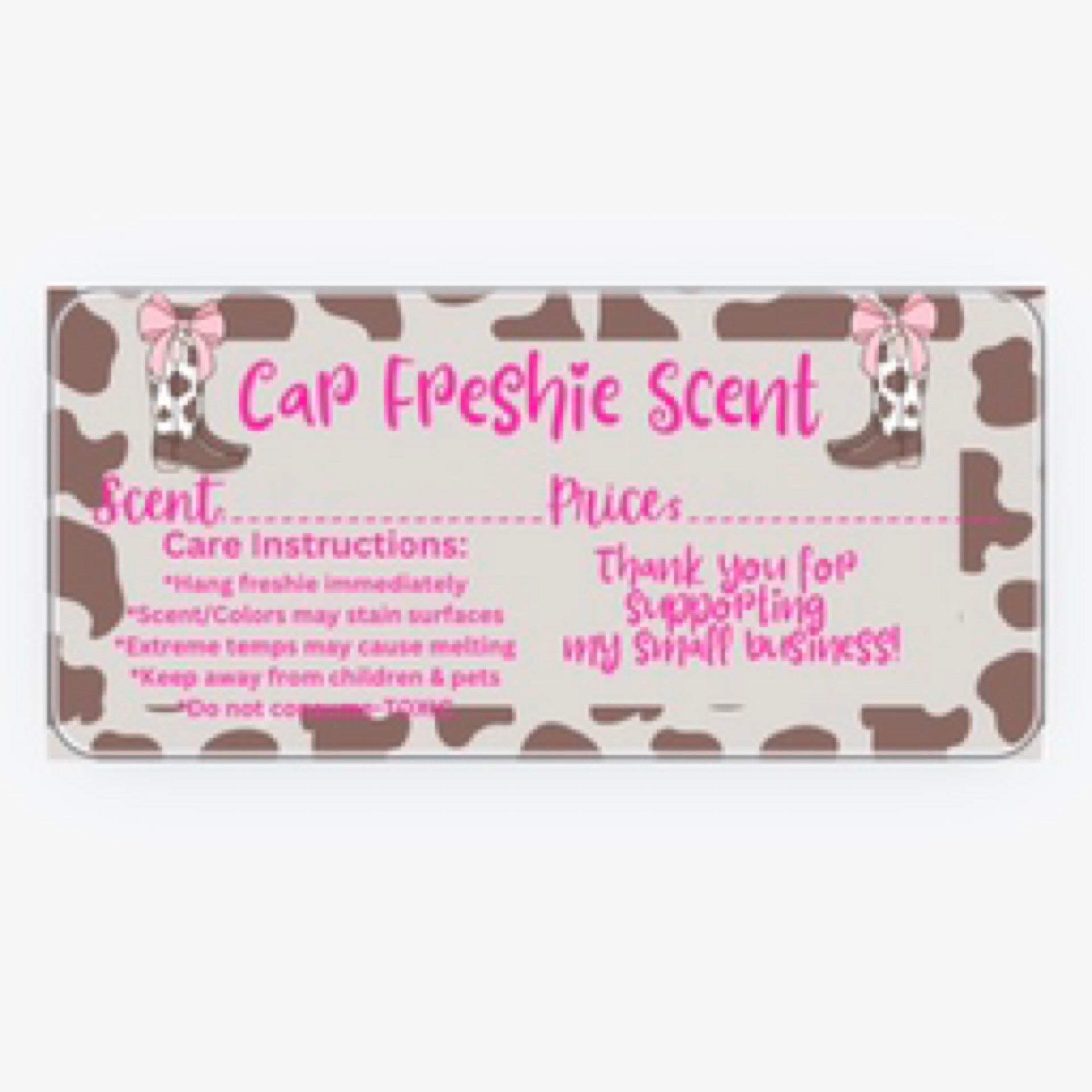 Western Cow Print/Boot Label | AddieRaye Custom's