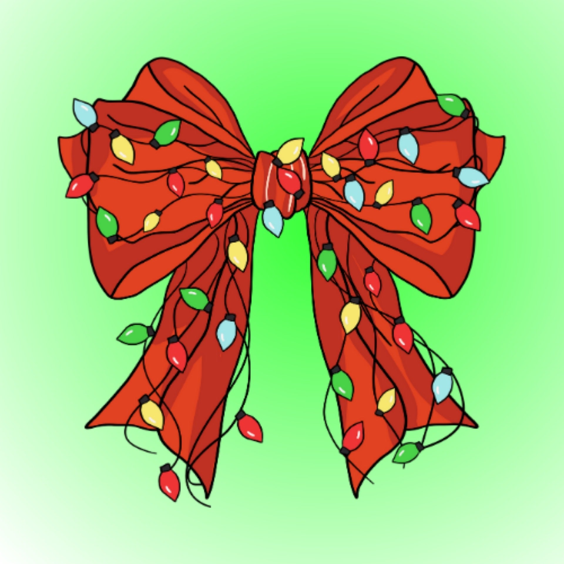 Christmas Lights Bow/Green | AddieRaye Custom's